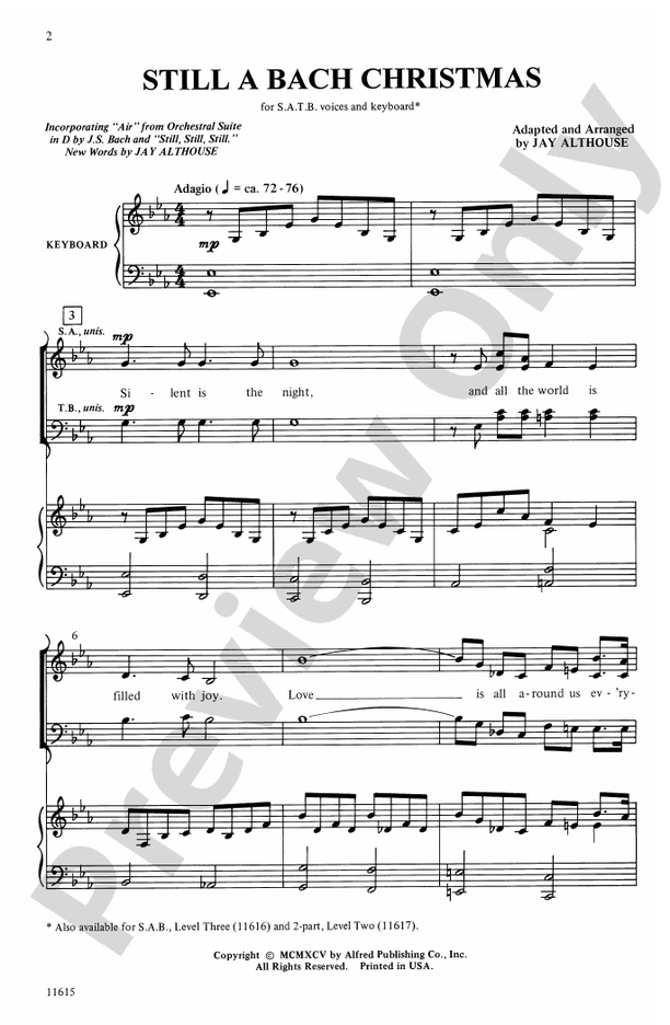 Still a Bach Christmas: SATB Choral Octavo: Johann Sebastian Bach ...