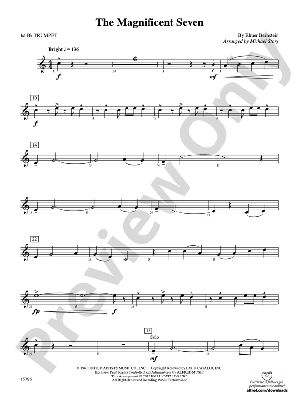 The Magnificent Seven: 1st B-flat Trumpet: 1st B-flat Trumpet Part ...