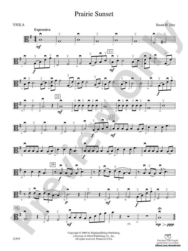 Prairie Sunset: Viola: Viola Part - Digital Sheet Music Download