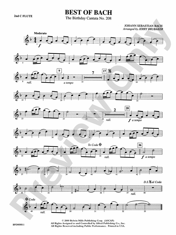 Best of Bach: 2nd Flute: 2nd Flute Part - Digital Sheet Music Download