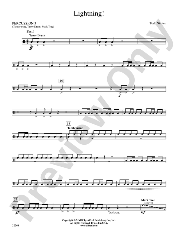 Lightning!: 3rd Percussion: 3rd Percussion Part - Digital Sheet Music ...