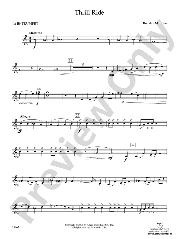 Thrill Ride: 1st B-flat Trumpet: 1st B-flat Trumpet Part - Digital Sheet Music Download