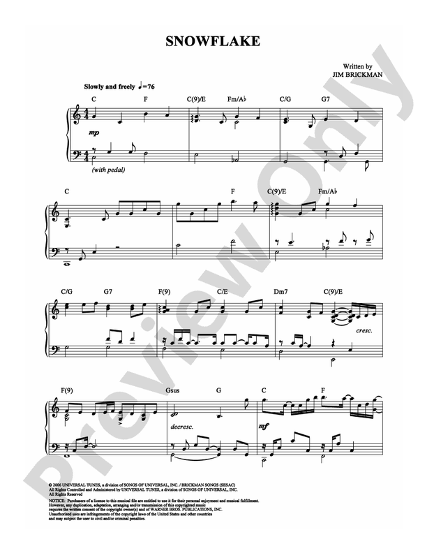Snowflake: Piano: Jim Brickman - Digital Sheet Music Download