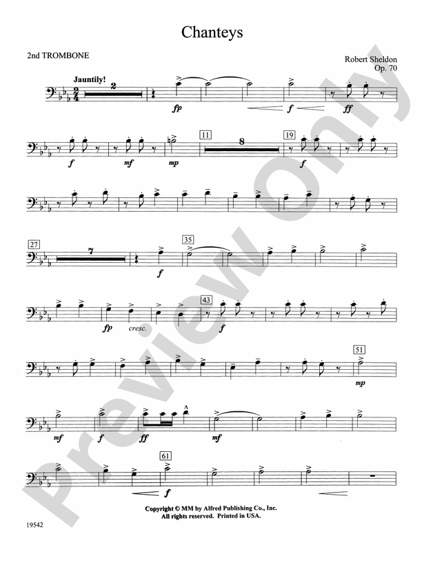 Chanteys: 2nd Trombone: 2nd Trombone Part - Digital Sheet Music Download