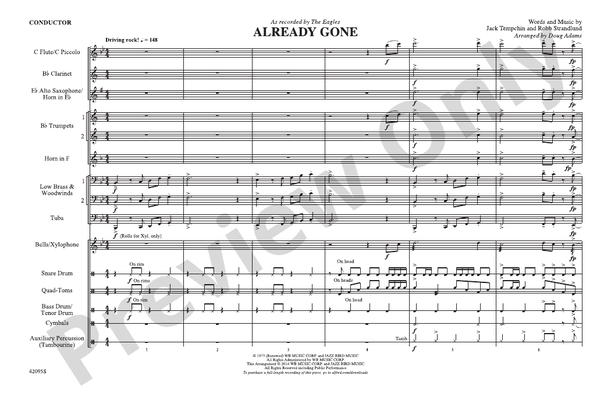 Already Gone: Score: Marching Band Score - Digital Sheet Music Download