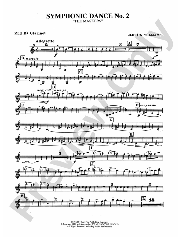 Symphonic Dance No. 2: 2nd B-flat Clarinet: 2nd B-flat Clarinet Part ...