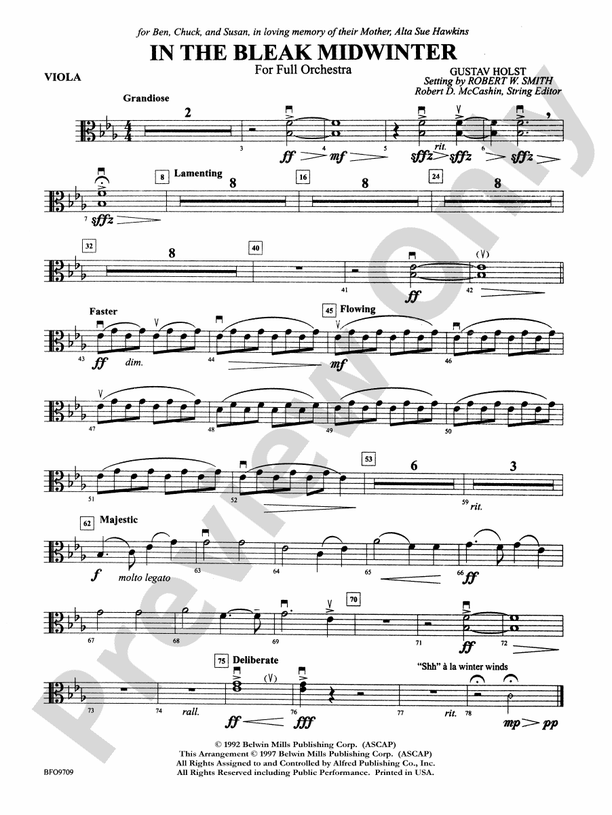 In the Bleak Midwinter: Viola: Viola Part - Digital Sheet Music Download