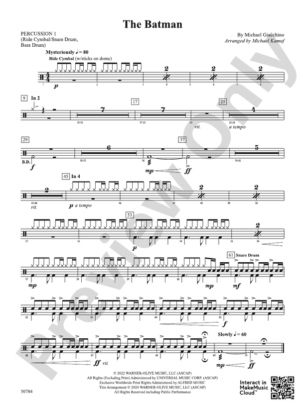 The Batman: 1st Percussion: 1st Percussion Part - Digital Sheet Music ...