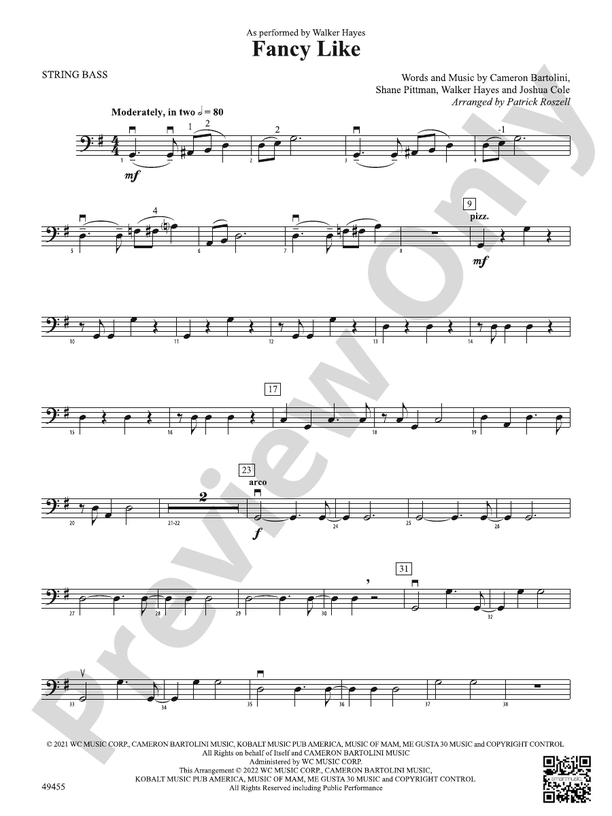 Fancy Like: String Bass: String Bass Part - Digital Sheet Music Download