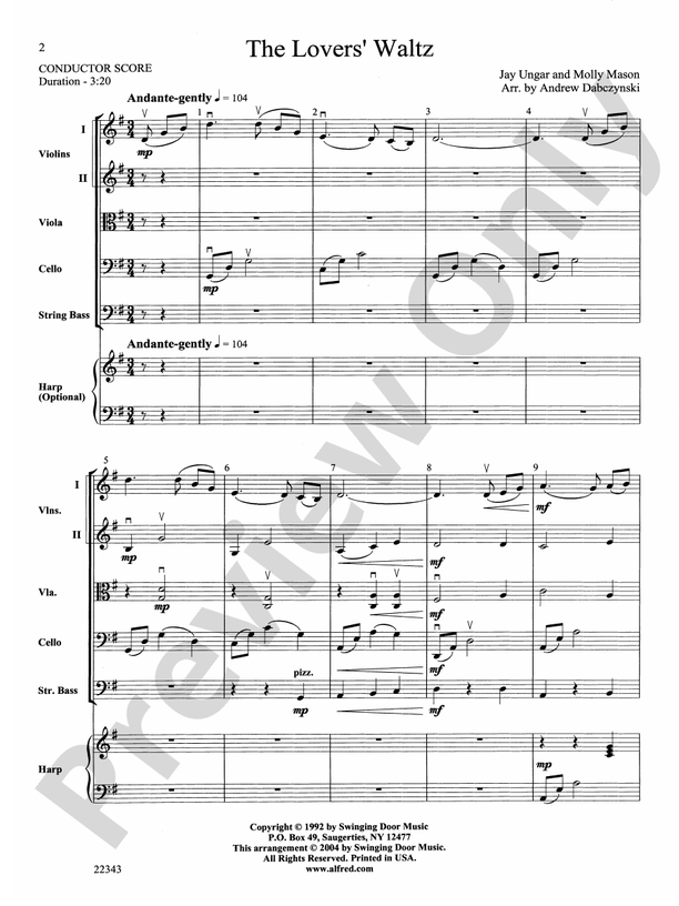 The Lover's Waltz: String Orchestra Conductor Score & Parts - Digital ...