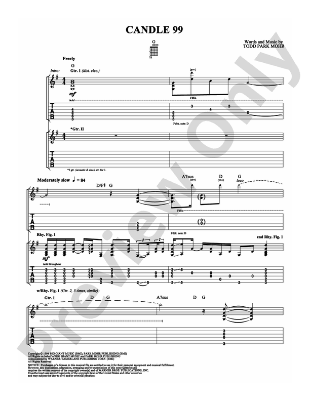 Candle 99: Guitar TAB: Big Head Todd & The Monsters - Digital Sheet ...
