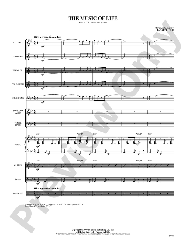 The Music of Life: Score: Choir Score - Digital Sheet Music Download