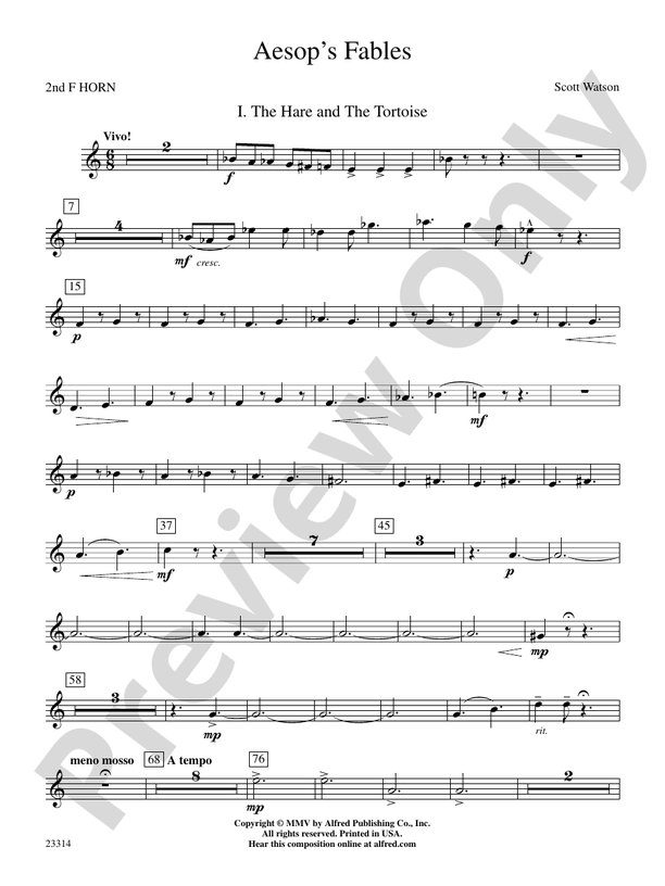 Aesop's Fables: 2nd F Horn: 2nd F Horn Part - Digital Sheet Music Download