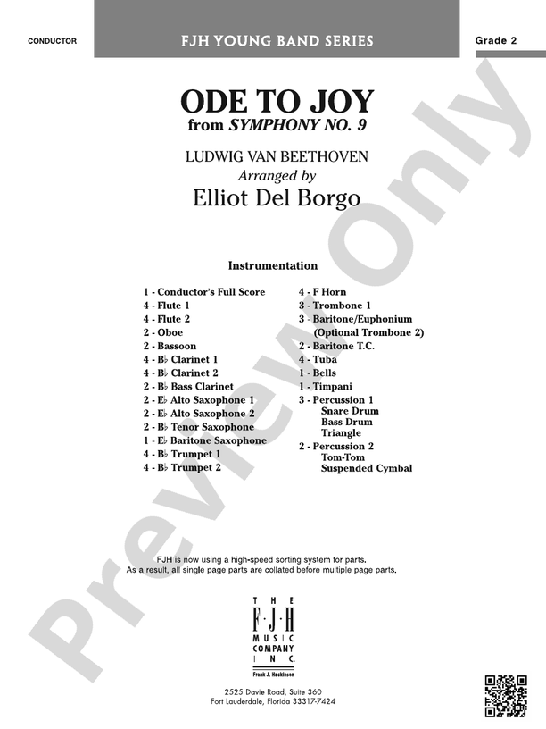 Ode to Joy: Concert Band Conductor Score & Parts: Ludwig van Beethoven ...
