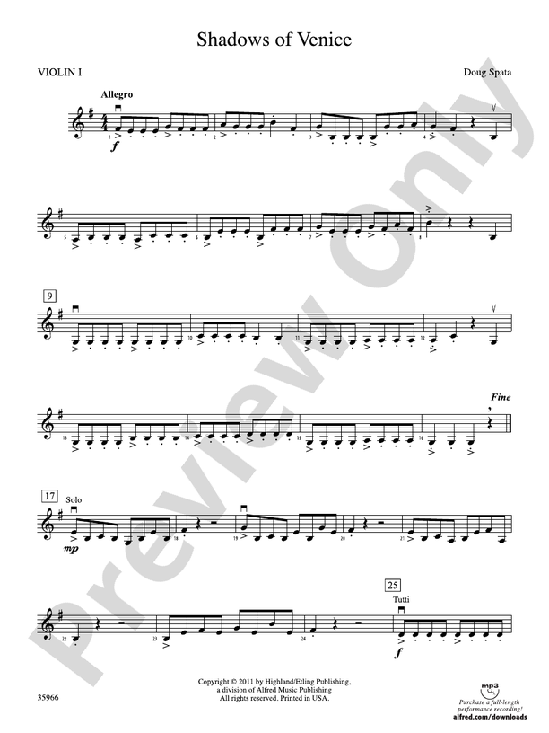 Shadows of Venice: 1st Violin: 1st Violin Part - Digital Sheet Music ...