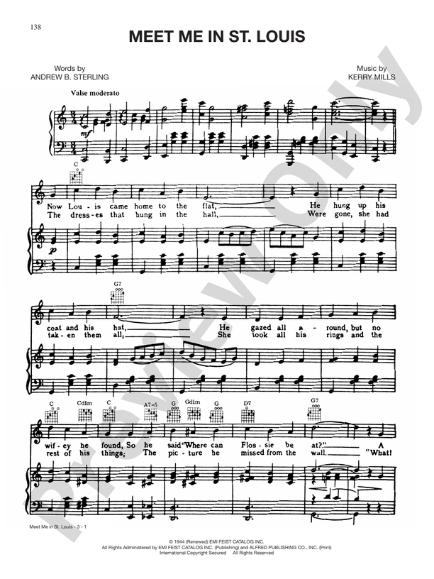 Meet Me In St. Louis (from "Meet Me In St. Louis"): Piano/Vocal/Chords ...