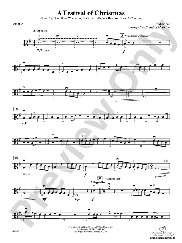 A Festival of Christmas: Viola: Viola Part - Digital Sheet Music Download