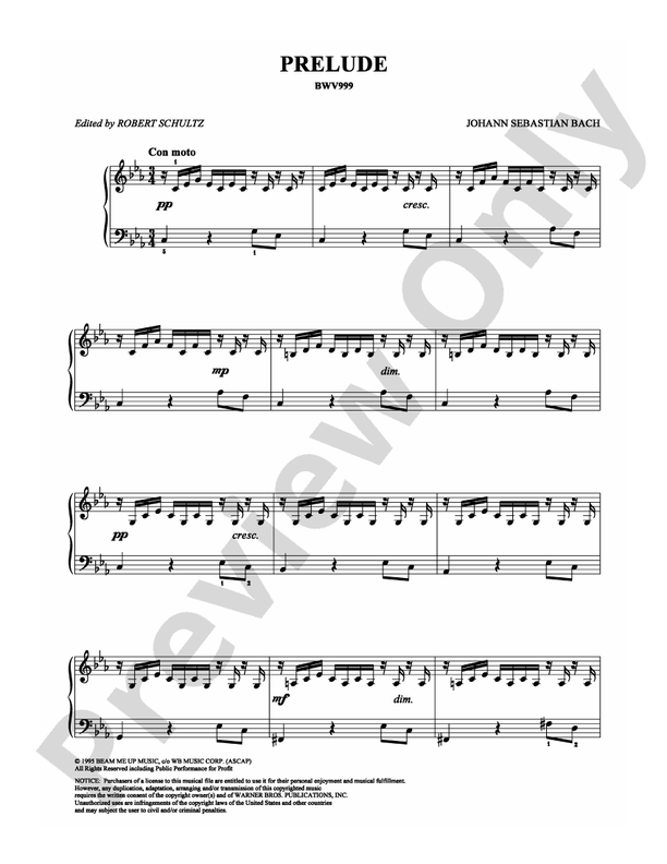 Prelude In C Minor: Piano: Johann Sebastian Bach - Digital Sheet Music ...