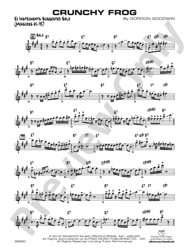 Crunchy Frog: Optional Solo Eb: Optional Solo Eb Part - Digital Sheet ...