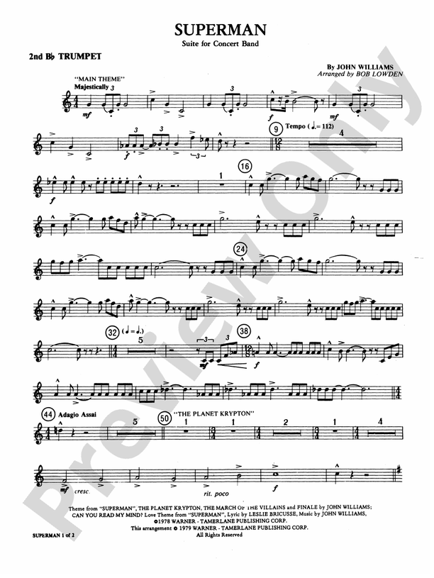 Superman: 2nd B-flat Trumpet: 2nd B-flat Trumpet Part - Digital Sheet ...