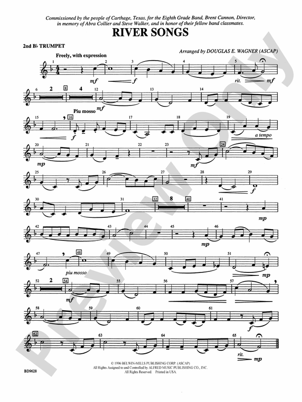River Songs: 2nd B-flat Trumpet: 2nd B-flat Trumpet Part - Digital ...