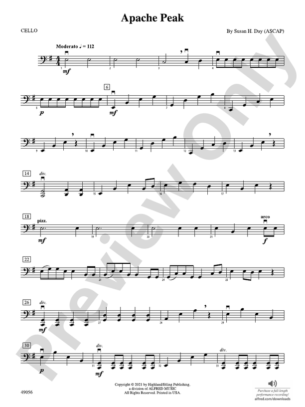Apache Peak: Cello: Cello Part - Digital Sheet Music Download