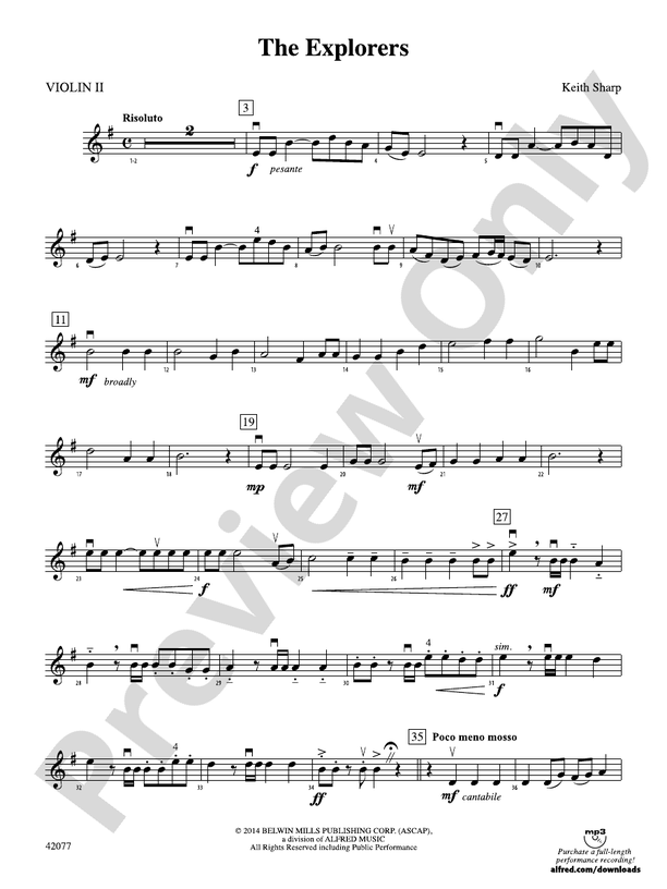 The Explorers: 2nd Violin: 2nd Violin Part - Digital Sheet Music Download
