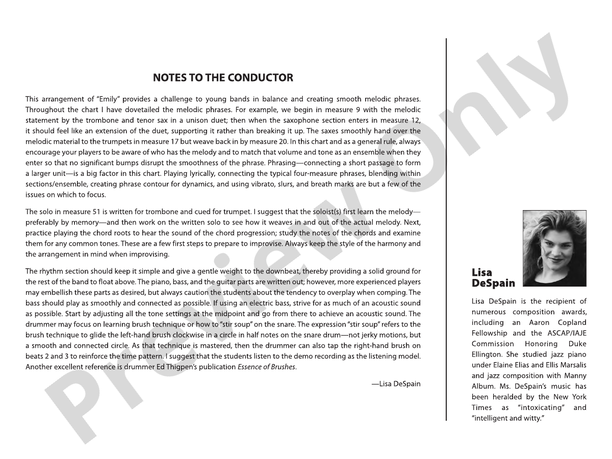 Emily: Jazz Ensemble Conductor Score & Parts: Johnny Mandel - Digital ...