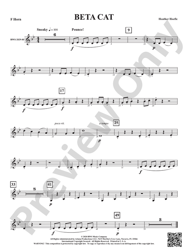 Beta Cat: 1st F Horn: 1st F Horn Part: Heather Hoefle - Digital Sheet ...