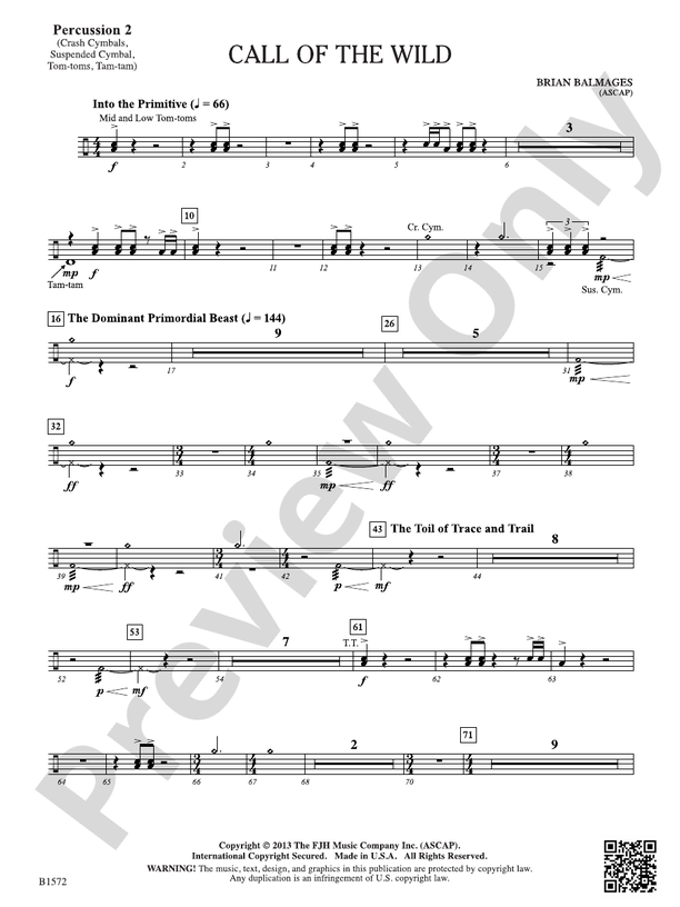 Call of the Wild: Percussion 2: Percussion 2 Part: Brian Balmages ...