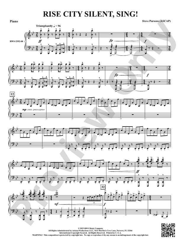 Rise City Silent, Sing!: Piano Accompaniment: Piano Accompaniment Part ...