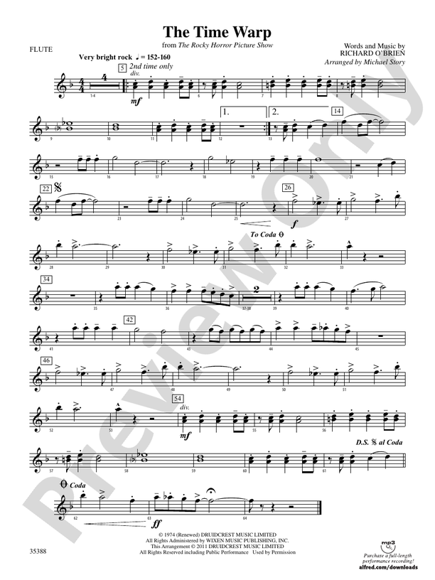 The Time Warp (from The Rocky Horror Picture Show): Flute: Flute Part ...