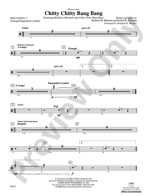 Chitty Chitty Bang Bang, Themes from: 2nd Percussion: 2nd Percussion ...