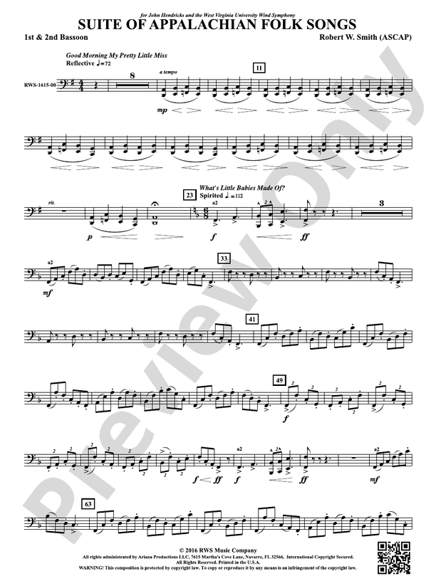 Suite of Appalachian Folk Songs: 1st & 2nd Bassoon: 1st & 2nd Bassoon ...