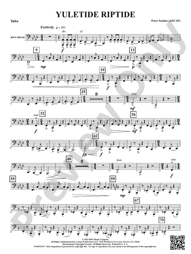 Yuletide Riptide: Tuba: Tuba Part: Peter Sciaino - Digital Sheet Music ...