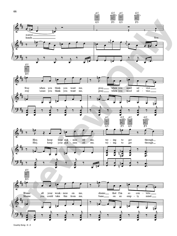 Country Song: Piano/Vocal/Guitar: Seether - Digital Sheet Music Download