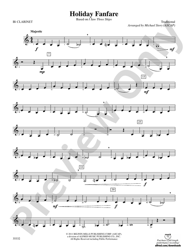 Holiday Fanfare: 1st B-flat Clarinet: 1st B-flat Clarinet Part ...