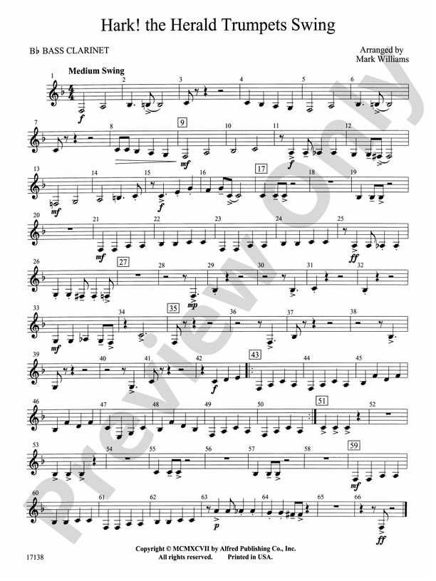 Hark, the Herald Trumpets Swing: B-flat Bass Clarinet: B-flat Bass ...