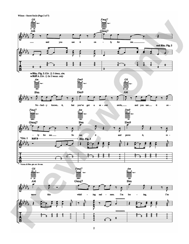 Secret Smile: Guitar TAB: Semisonic - Digital Sheet Music Download