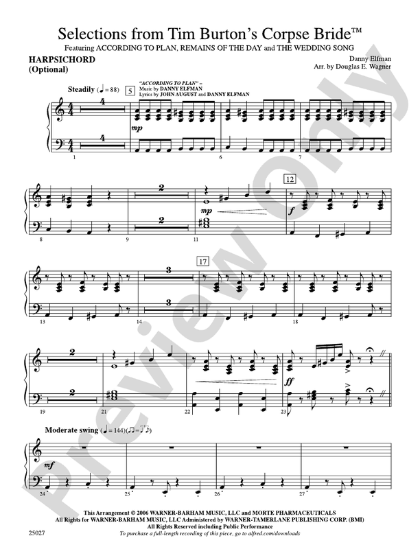 Corpse Bride, Selections from Tim Burton's: Piano Accompaniment: Piano ...