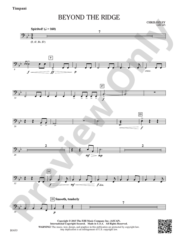 Beyond the Ridge: Timpani: Timpani Part: Chris Ozley - Digital Sheet Music Download