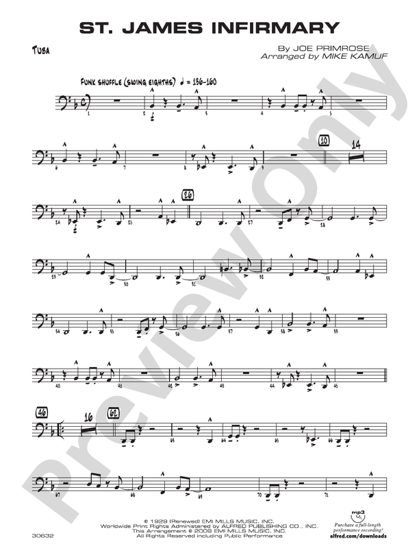 St. James Infirmary: Tuba: Tuba Part - Digital Sheet Music Download