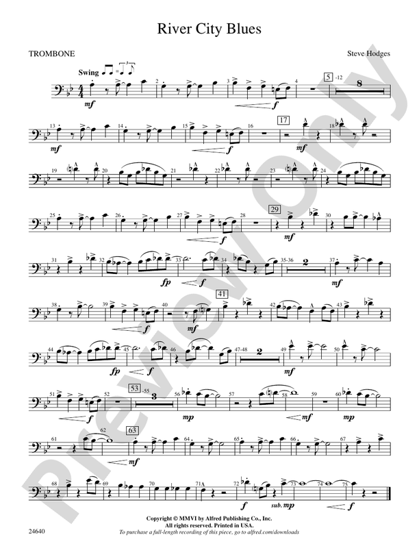 River City Blues: 1st Trombone: 1st Trombone Part - Digital Sheet Music ...