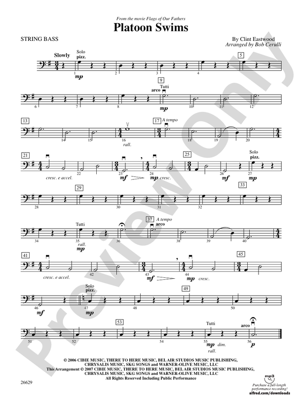 Platoon Swims (from Flags of Our Fathers): String Bass: String Bass ...