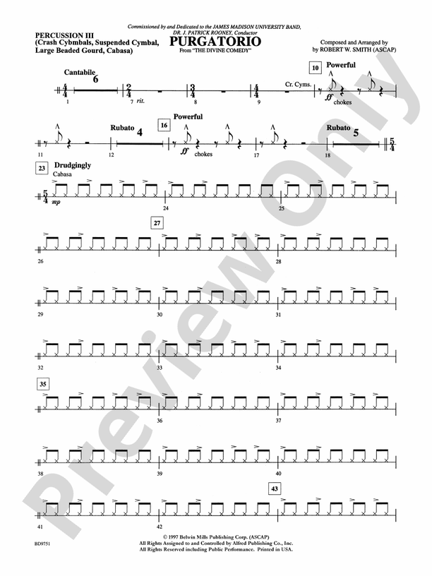Purgatorio (from The Divine Comedy): 3rd Percussion: 3rd Percussion Part - Digital Sheet Music ...