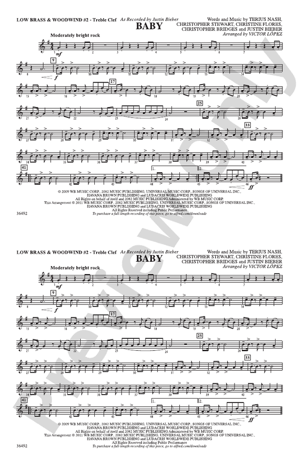 Baby: Low Brass & Woodwinds #2 - Treble Clef: Low Brass & Woodwinds #2 ...