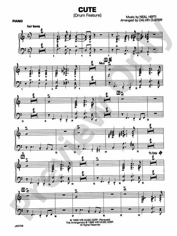 Cute: Piano Accompaniment: Piano Accompaniment Part - Digital Sheet ...