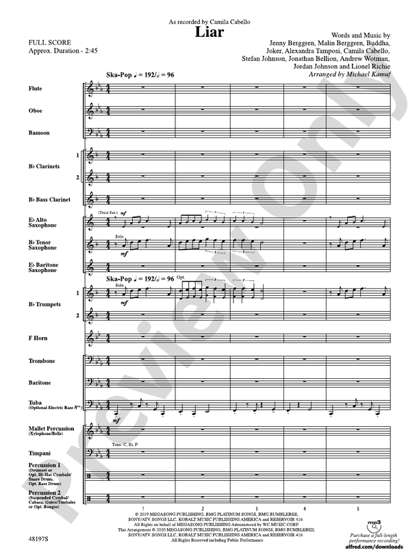 Liar: Concert Band Conductor Score & Parts: Jenny Berggren - Digital ...