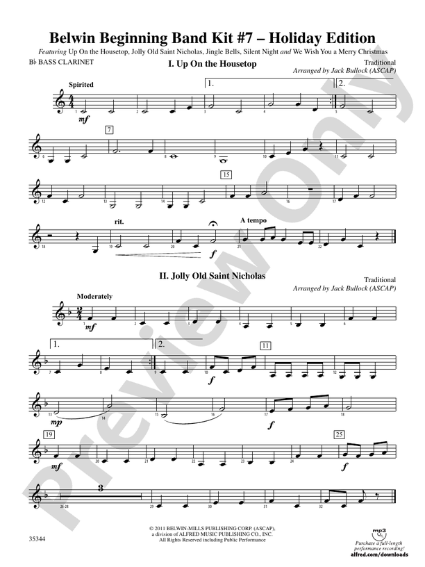 Belwin Beginning Band Kit #7: Holiday Edition: B-flat Bass Clarinet: B ...