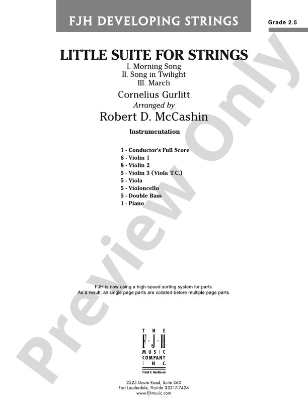 Little Suite for Strings: : Cornelius Gurlitt - Digital Sheet Music ...